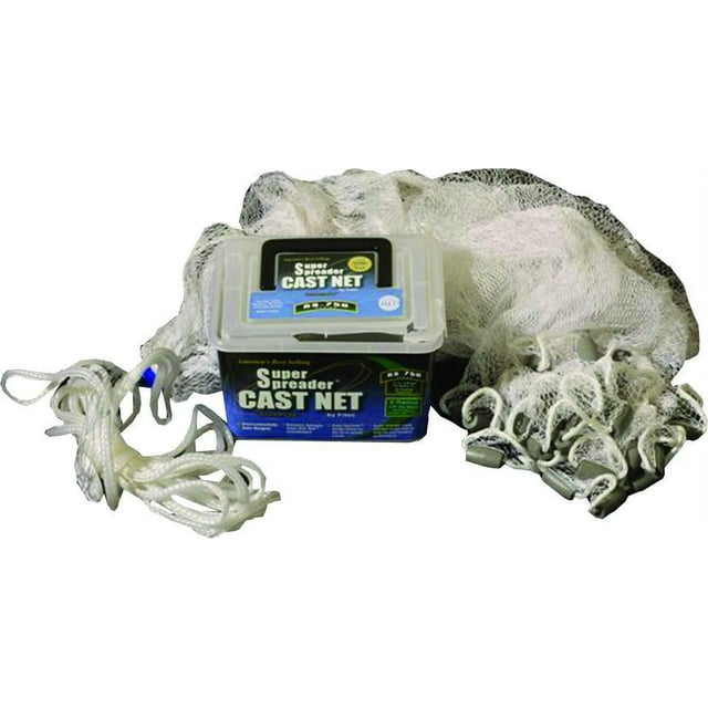 "FITEC RS750 Super Spreader Fishing Cast Net, 8'x3/8"" Mesh, Clear Mono ...