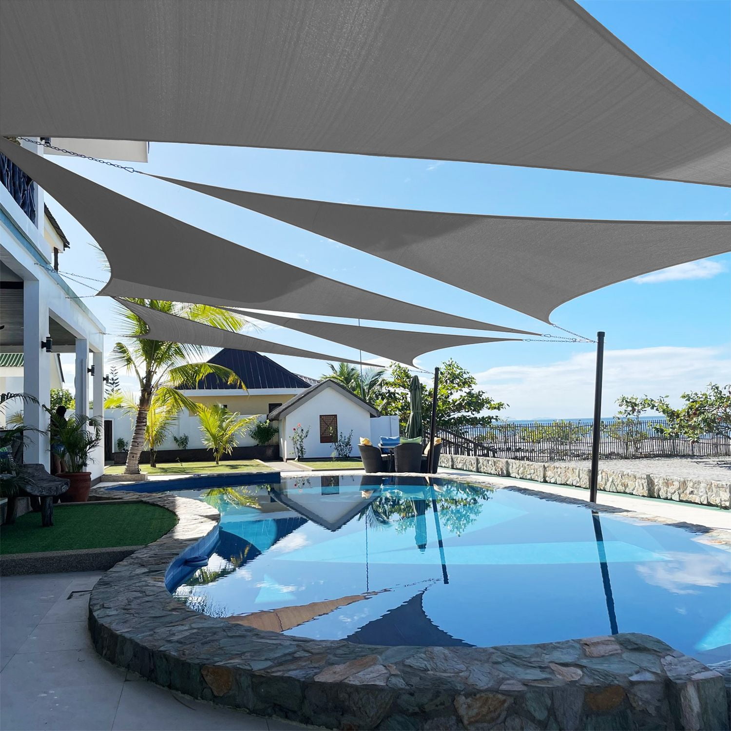 FITHOOD Artpuch Custom Size Dark Grey Sun Shade Sail Triangle Canopy ...