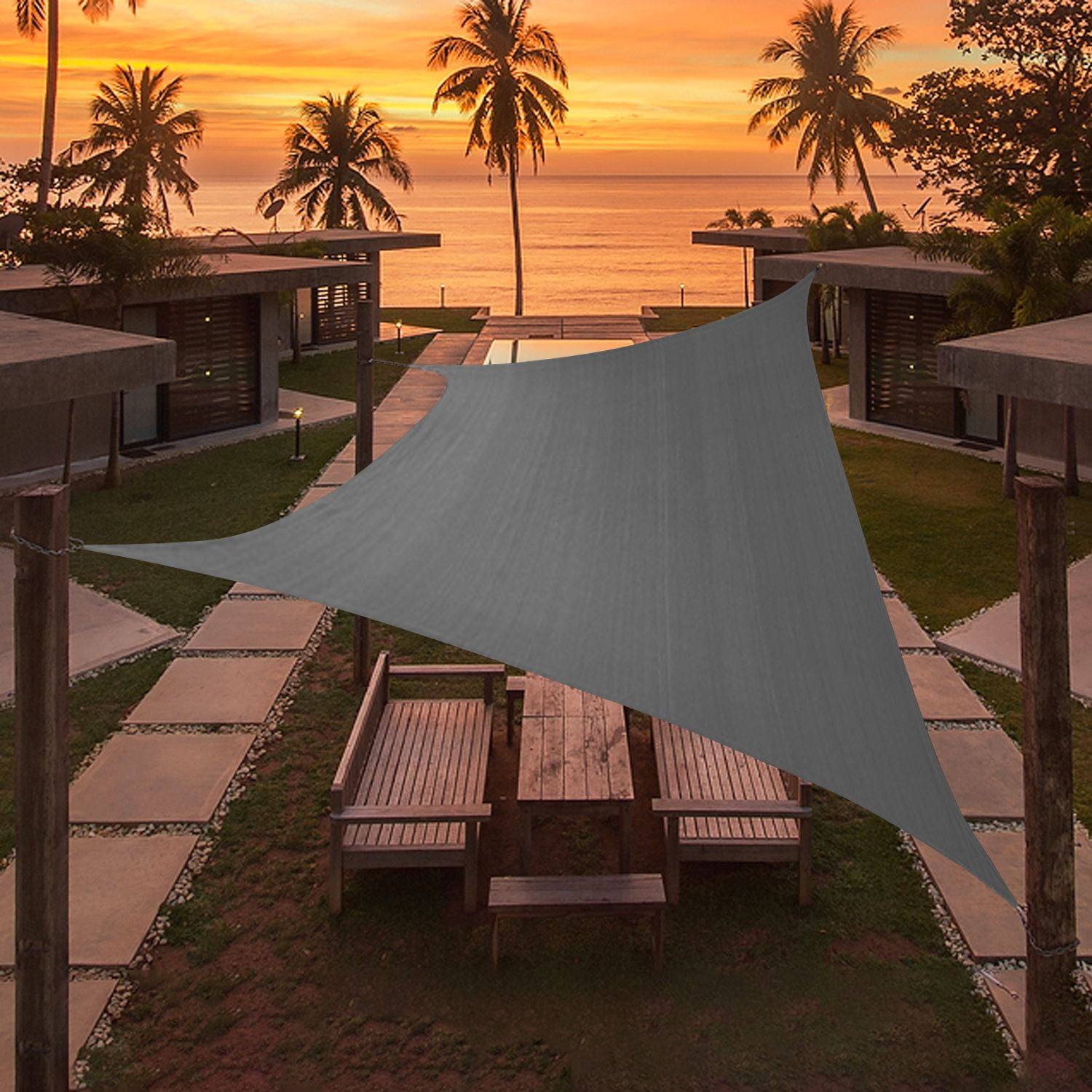 FITHOOD Artpuch Custom Size Dark Grey Sun Shade Sail Triangle Canopy ...