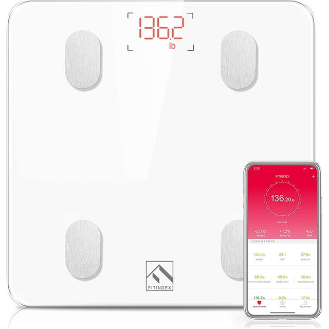 FITINDEX Bluetooth Body Fat Scale, Smart Digital Weight Scale, Body ...