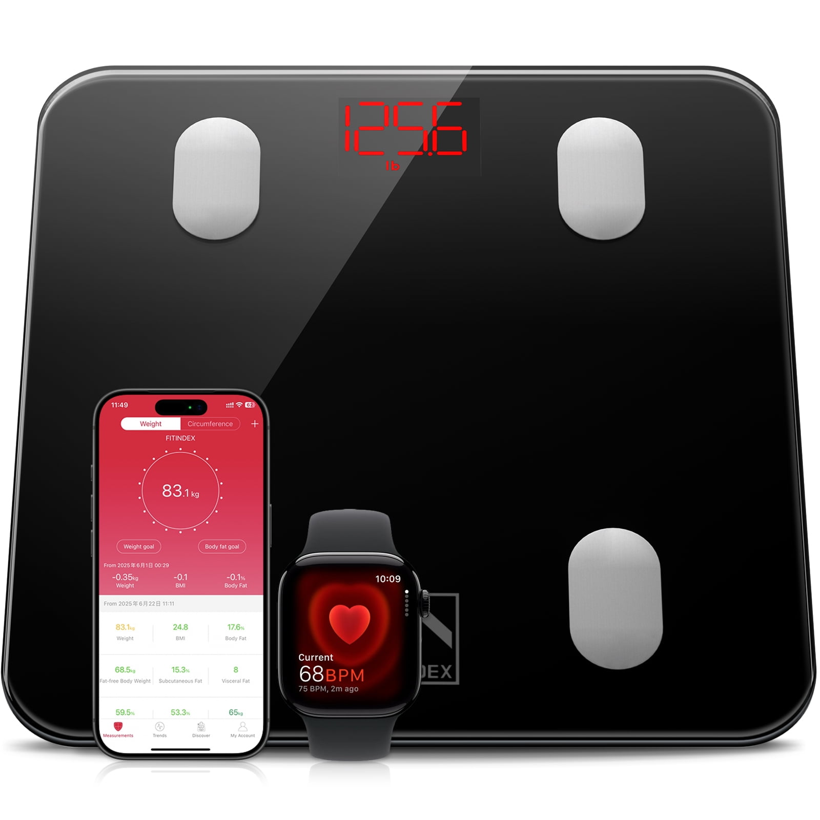 FITINDEX Bluetooth Body Fat Scale, Smart Wireless Digital Weight Scale ...