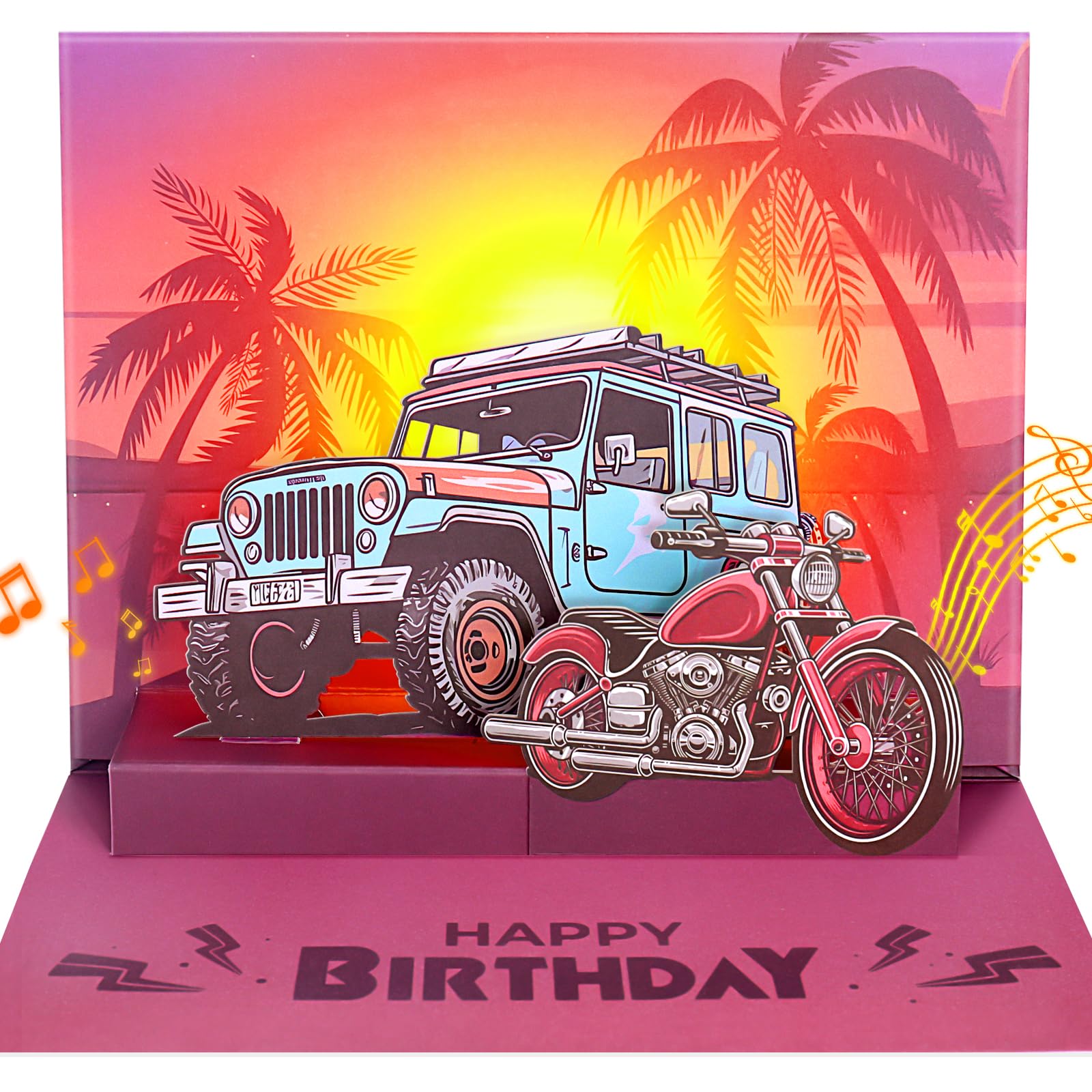 FITMITE Birthday Cards, Pop-up Car LIGHTS & MUSIC Happy Birthday Card Birthday Gifts for Women ...