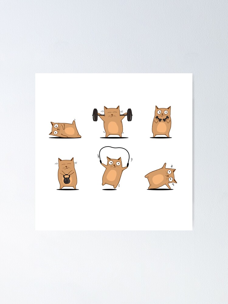 FITNESS CAT Canvas Poster Decor Landscape Office Room Decor Gift ...