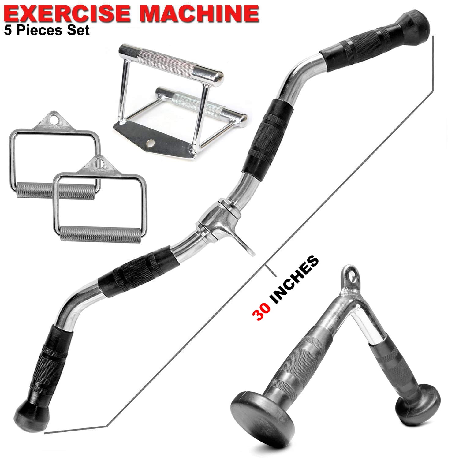 FITNESS MANIAC USA Combo Tricep Press Down Cable Attachment Multi-Option: Double D Handle, V ...