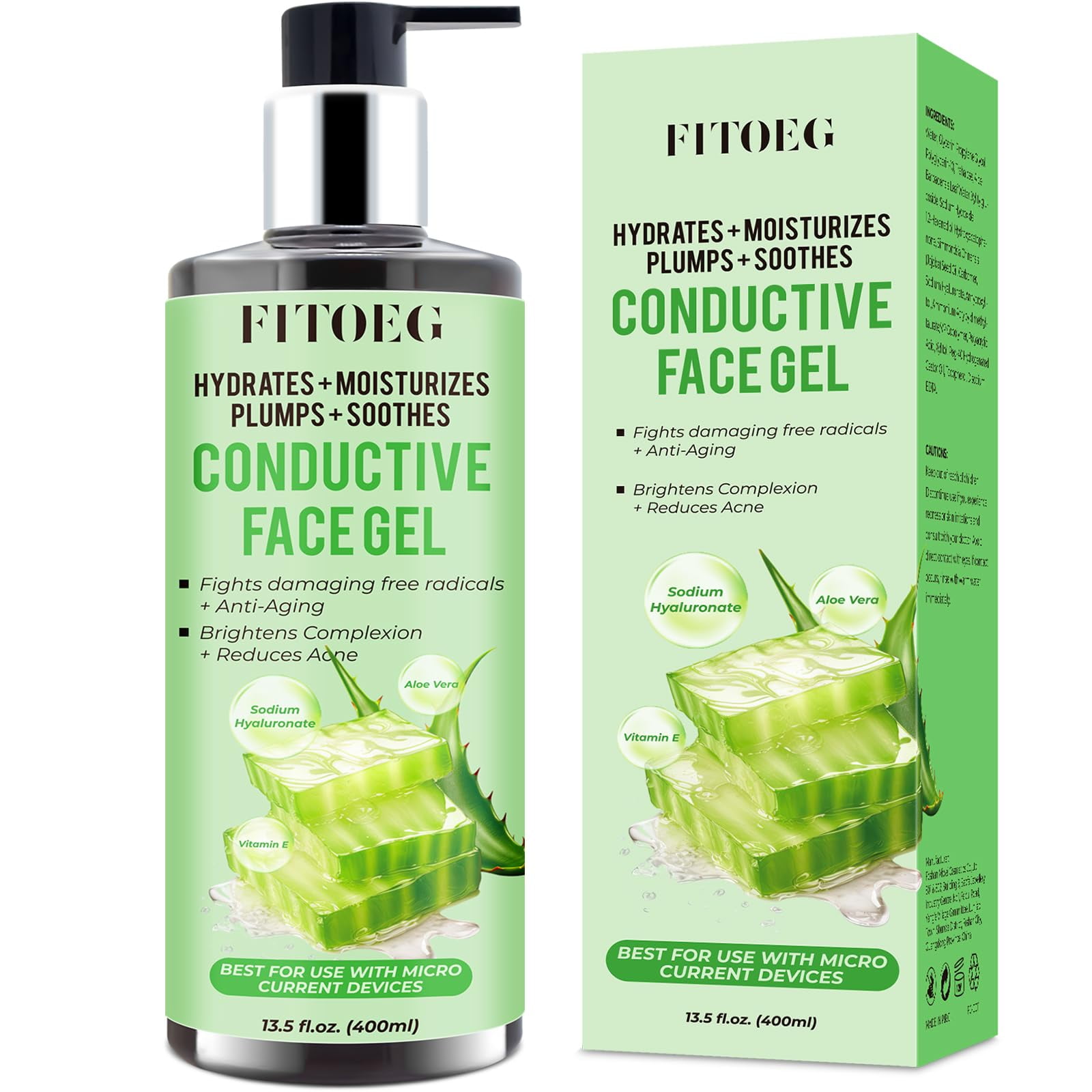 FITOEG Conductive-Gel-for-Face-Microcurrent, 13.5 Oz BCA3 Large Bottle ...