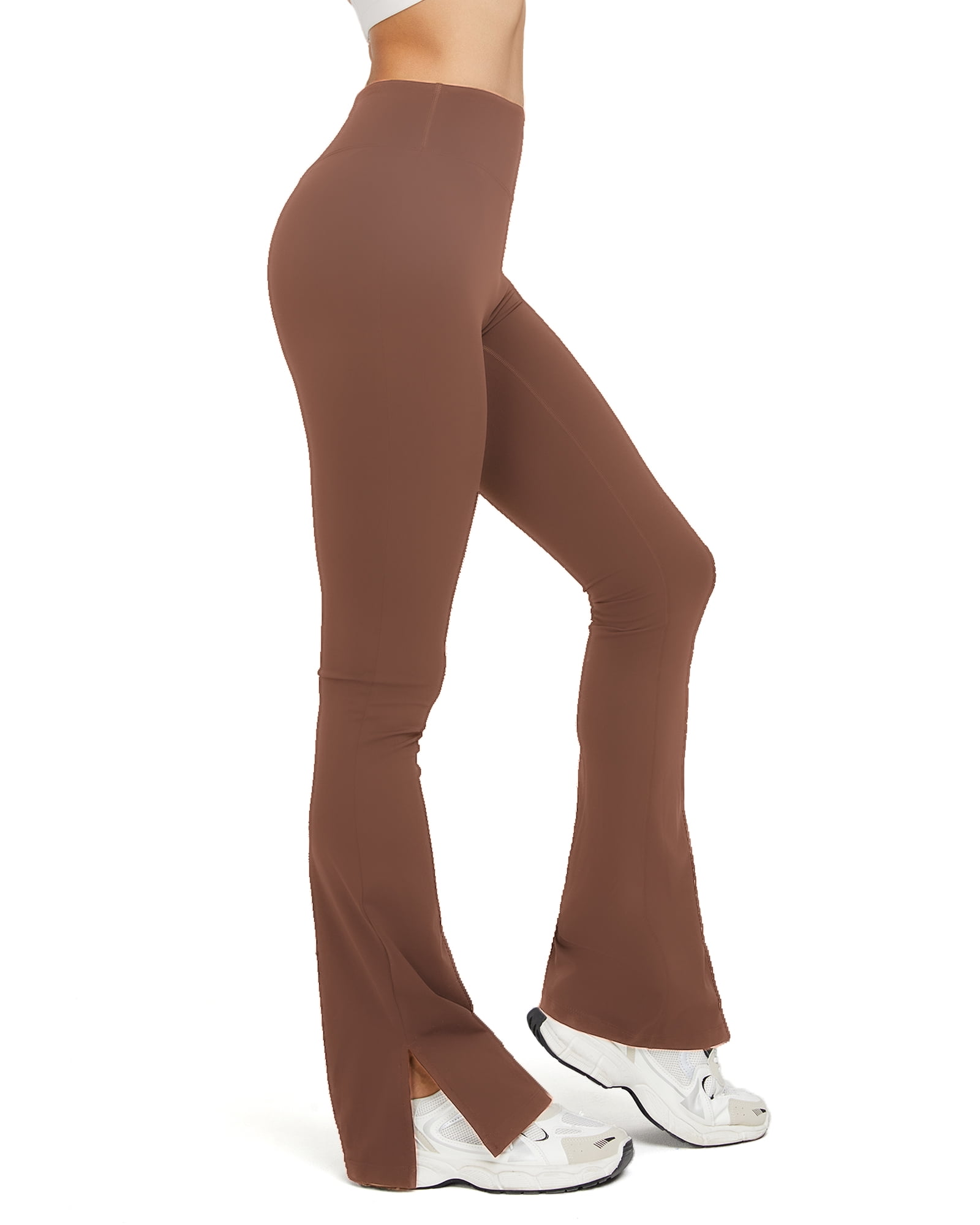 FITOP Womens Flared Leggings Slit Hem High Waist Bootcut Yoga Pants ...