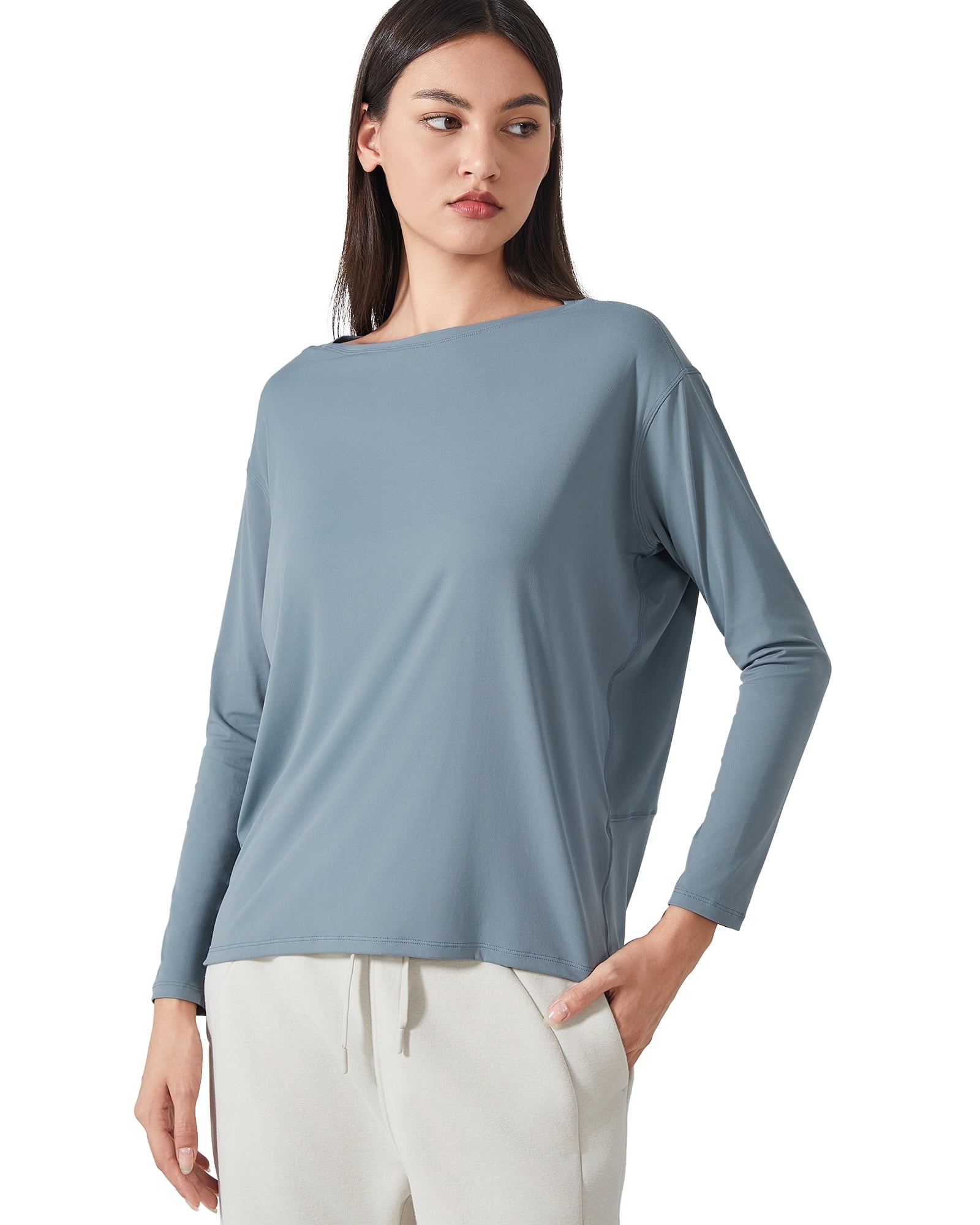 FITOP YOGA Long Sleeve Workout Tops Shirts for Women Loose Fit Athletic ...