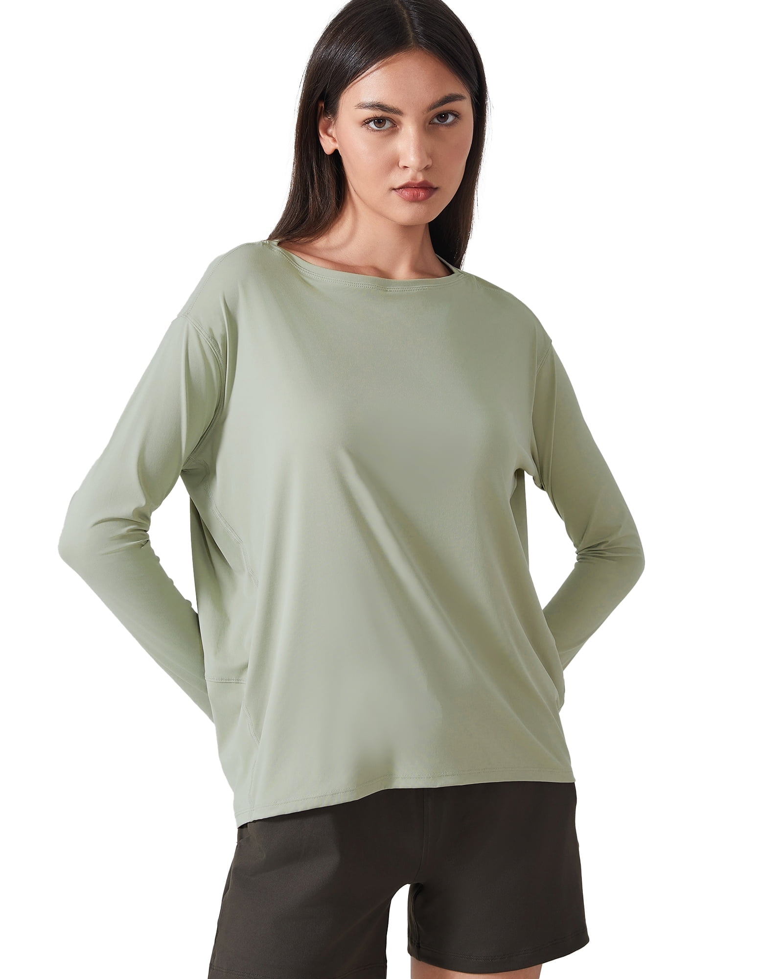 FITOP YOGA Long Sleeve Workout Tops Shirts for Women Loose Fit Athletic ...