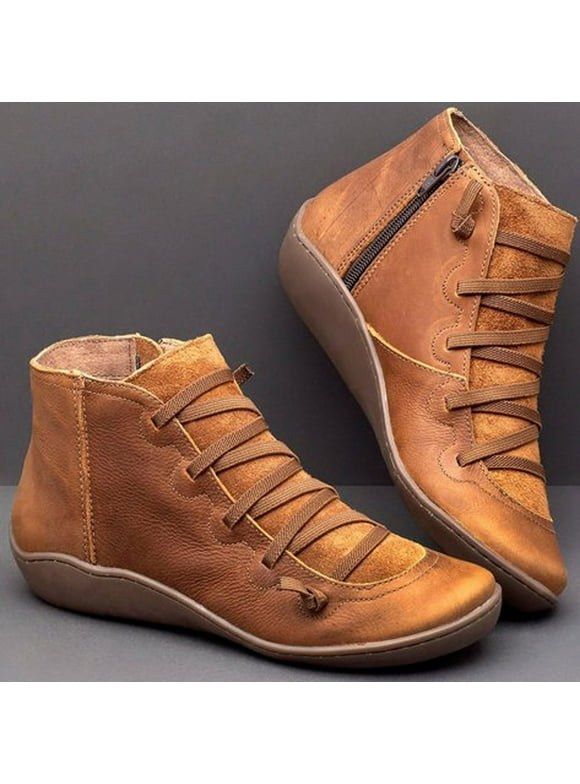 Flat Brown Ankle Boots