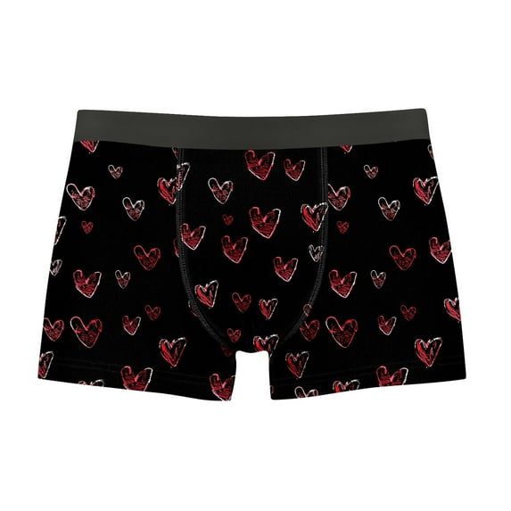 FITORON Generic Mens Black Distressed Heart Print Trunk Underwear ...