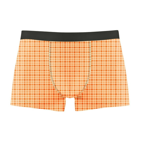 FITORON Mens Orange Gingham Trunk Underwear, Ultra Soft Stretch ...