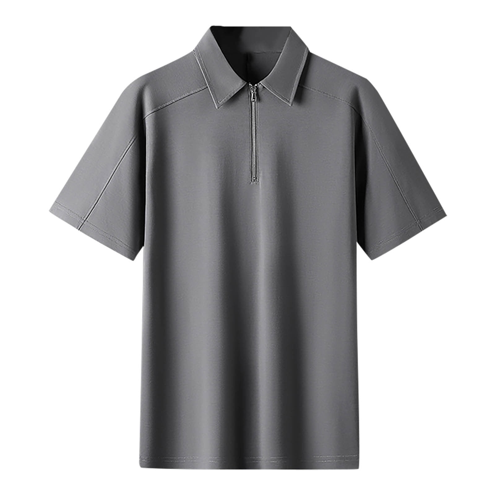 FITORON Mens Breathable Polo Shirt, Solid Zipper Casual Summer Short ...