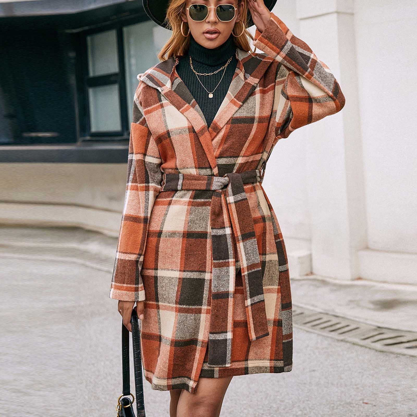 FITORON Women Peacoat- Long Sleeve Overcoat Button-Down Turndown Collar ...