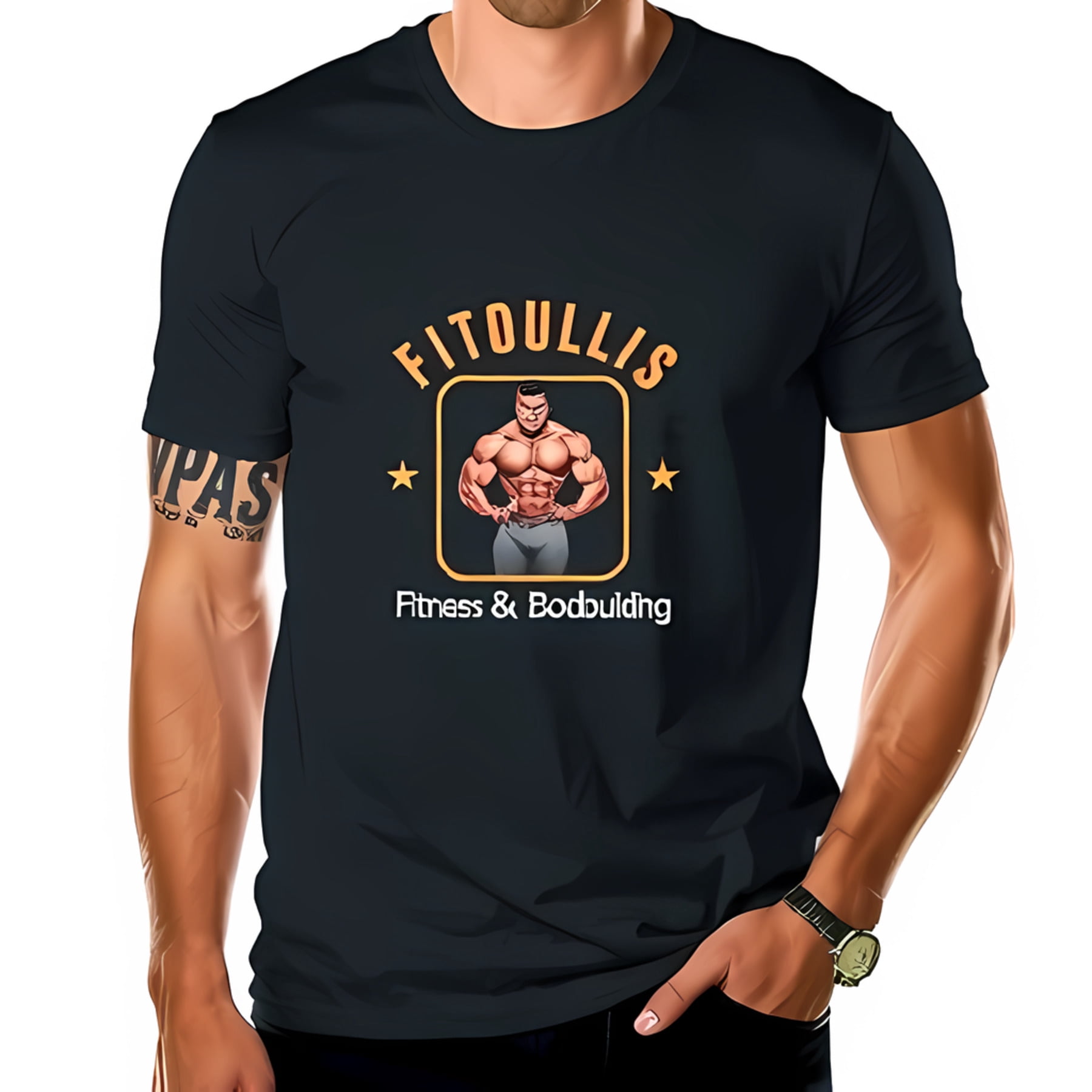FITOUllis Men's Cotton Short Sleeve T-Shirt - Stylish Black Tee with ...