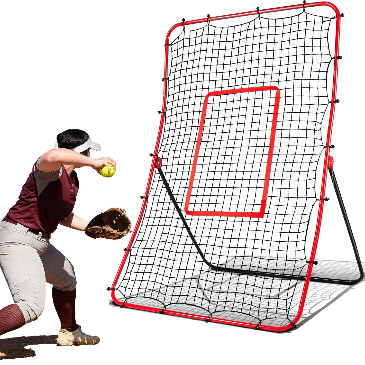 FITPLAY Baseball Rebounder Net + Pitchback Net, 68" x 44" Angle ...