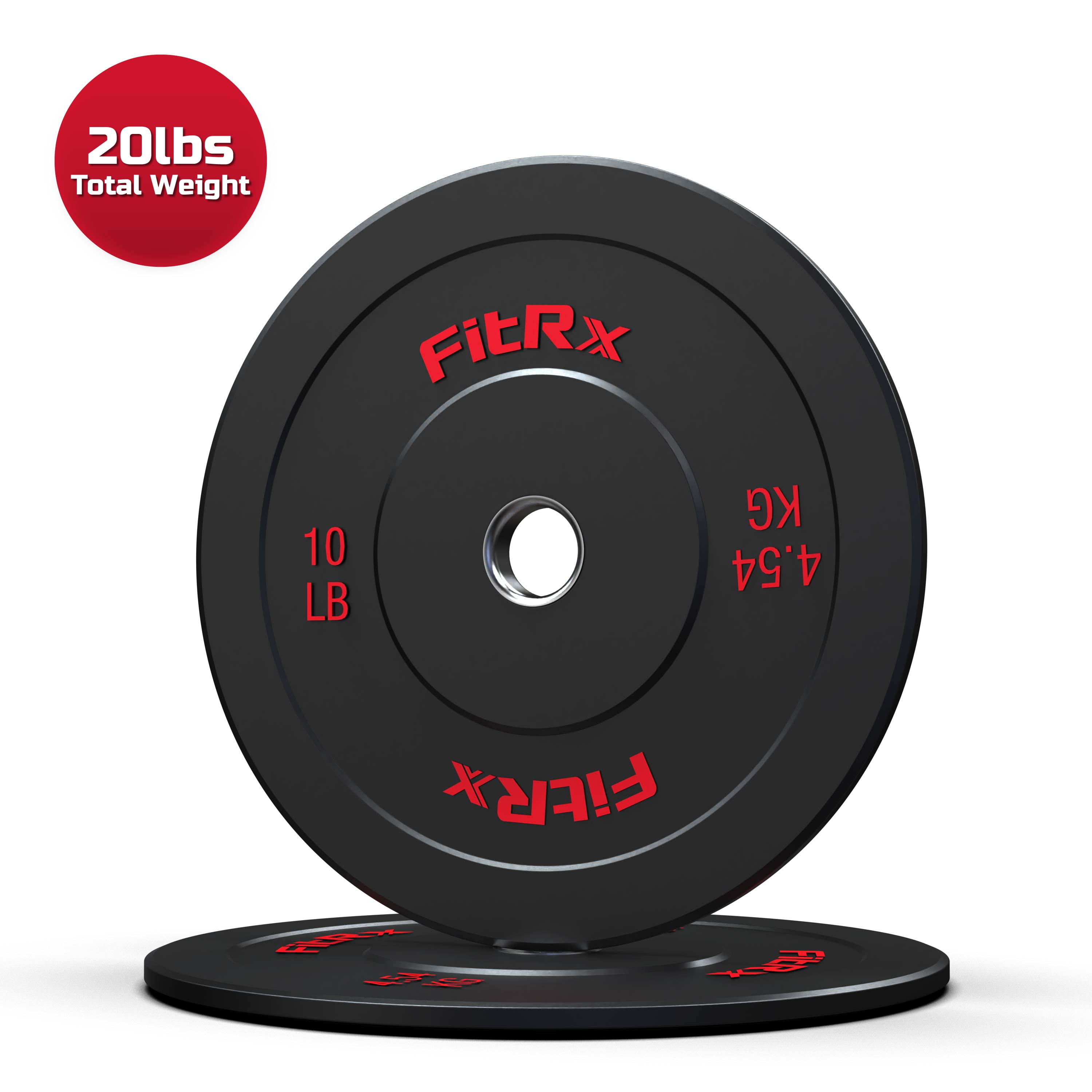FitRx 10lb Bumper Plates – Olympic Weight Plates for Home Gym, Pair ...