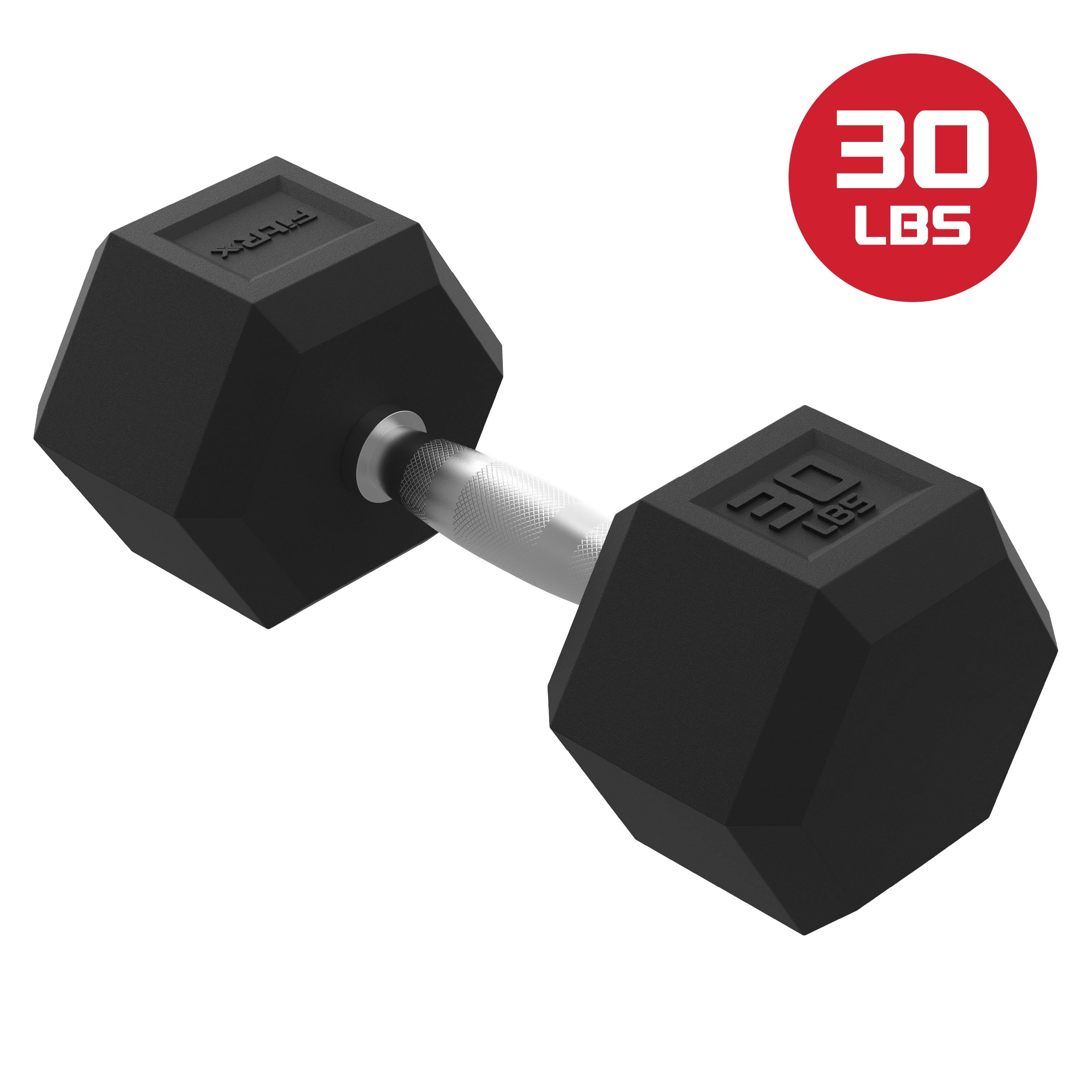 FitRx 30lbs Rubber Hex Dumbbell – Solid Steel Handle, Durable Rubber ...