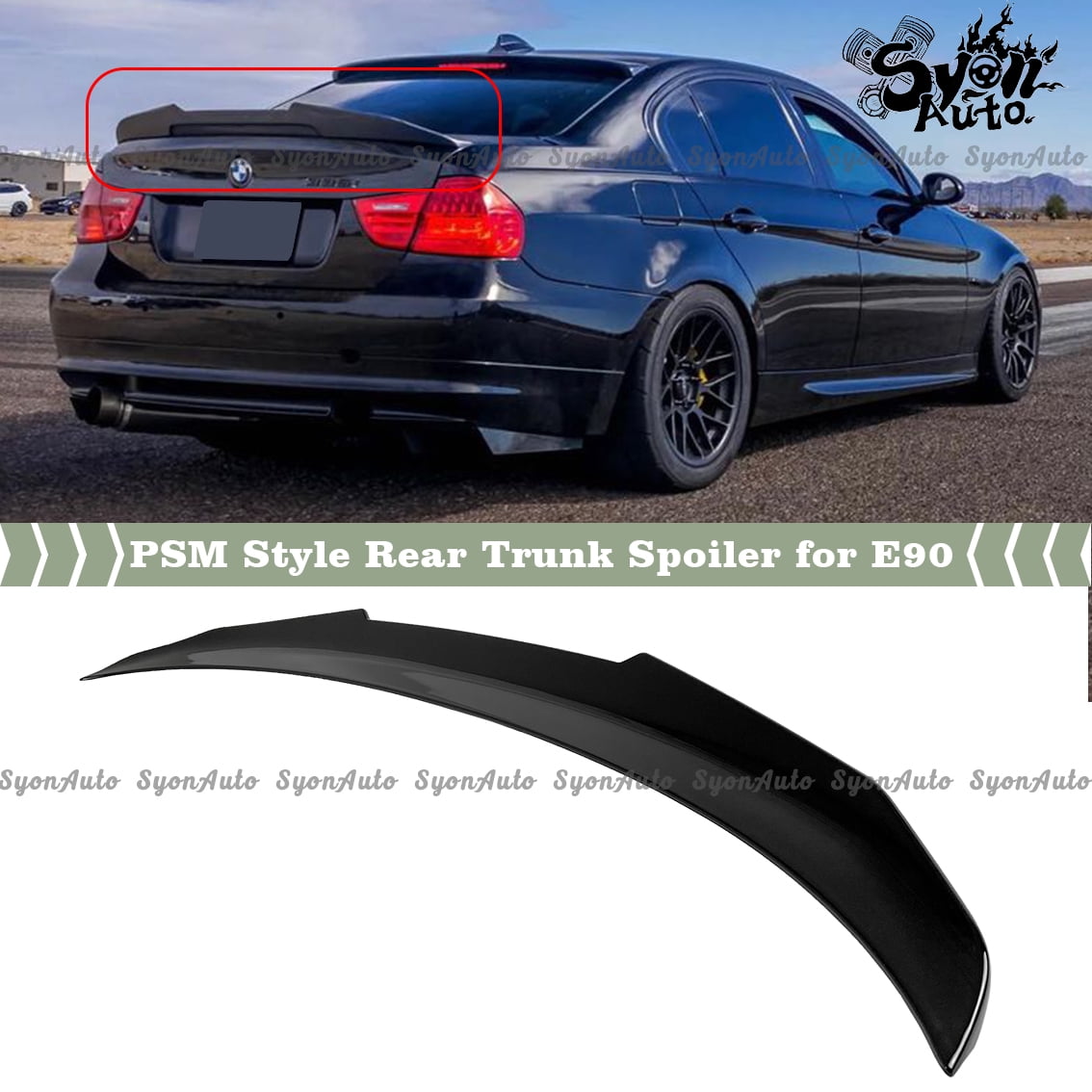 FITS 2006-2011 BMW E90 3 SERIES M3 SEDAN GLOSSY BLACK PSM STYLE TRUNK ...