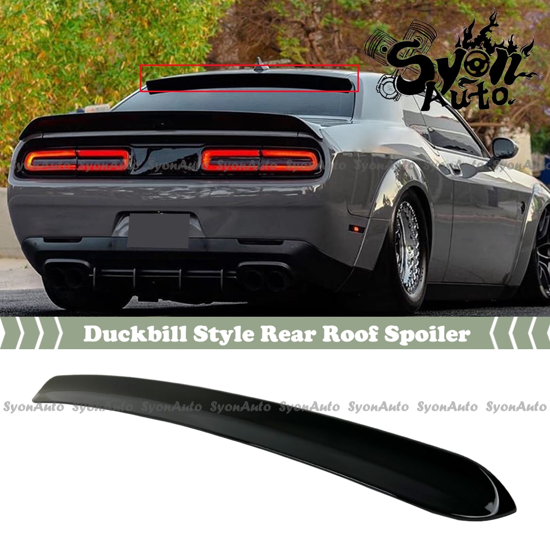 FITS 2008-2021 DODGE CHALLENGER GLOSSY BLACK DUCKBILL STYLE REAR ROOF ...