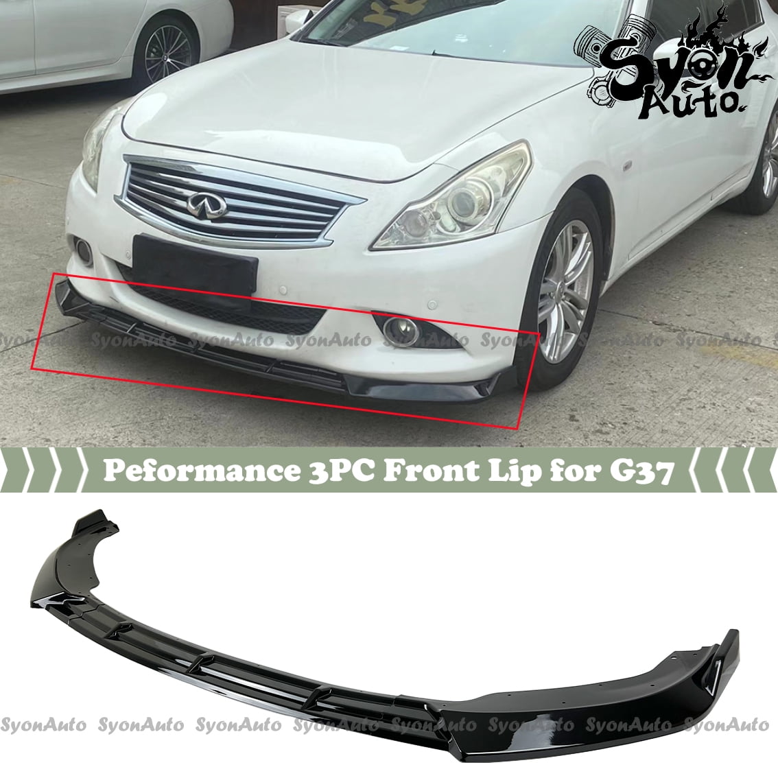 FITS 2010-2013 INFINITI G37 SEDAN PERFORMANCE STYLE GLOSS BLACK FRONT ...