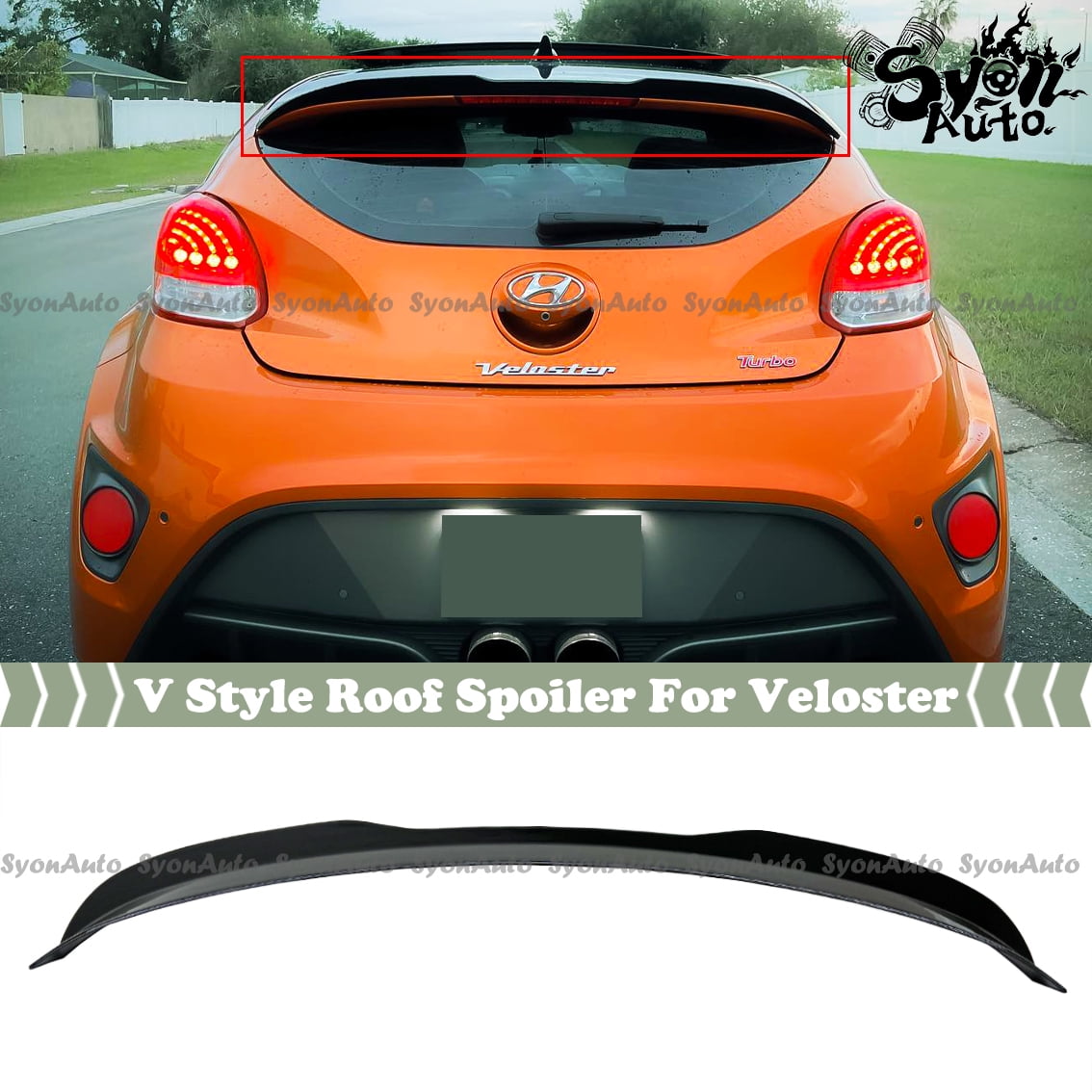 FITS 2012-2018 HYUNDAI VELOSTER TURBO GLOSSY BLACK V STYLE ROOF SPOILER ...
