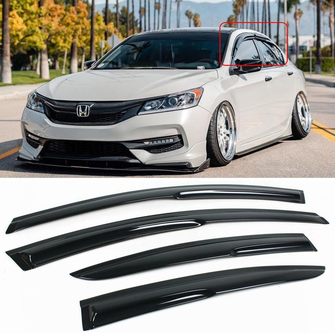 FITS 2013-2017 Honda Accord JDM 3D Wavy Mugen Style Window Visor RAIN Guard Vent - Walmart.com