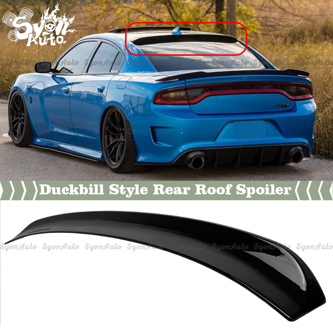 Dodge Charger 2015-2021 Glossy Black Rear Window Roof Spoiler Lid ...