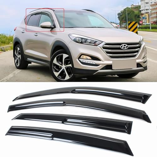 FITS 2016-2021 Hyundai Tucson 3D Wavy JDM Mugen Style Window Visor RAIN ...