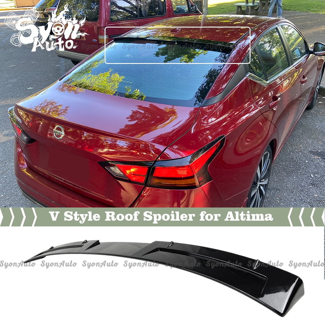 FITS 2019-2021 NISSAN ALTIMA GLOSS BLACK V STYLE ROOF SPOILER VISOR ...