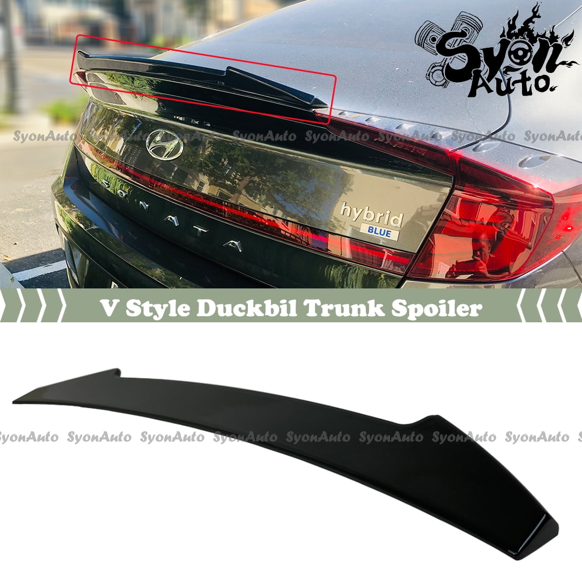 FITS 2020-2022 HYUNDAI SONATA GLOSSY BLACK V STYLE DUCKBILL REAR TRUNK ...