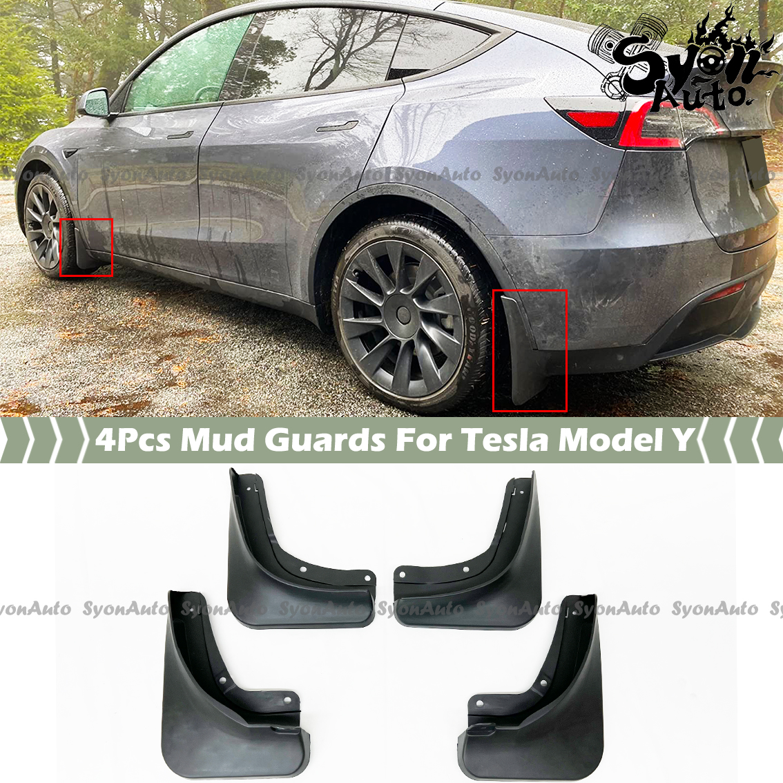 FITS 2020-2024 TESLA MODEL Y DIRECT FIT DRILLING-FREE MUD FLAP SPLASH ...