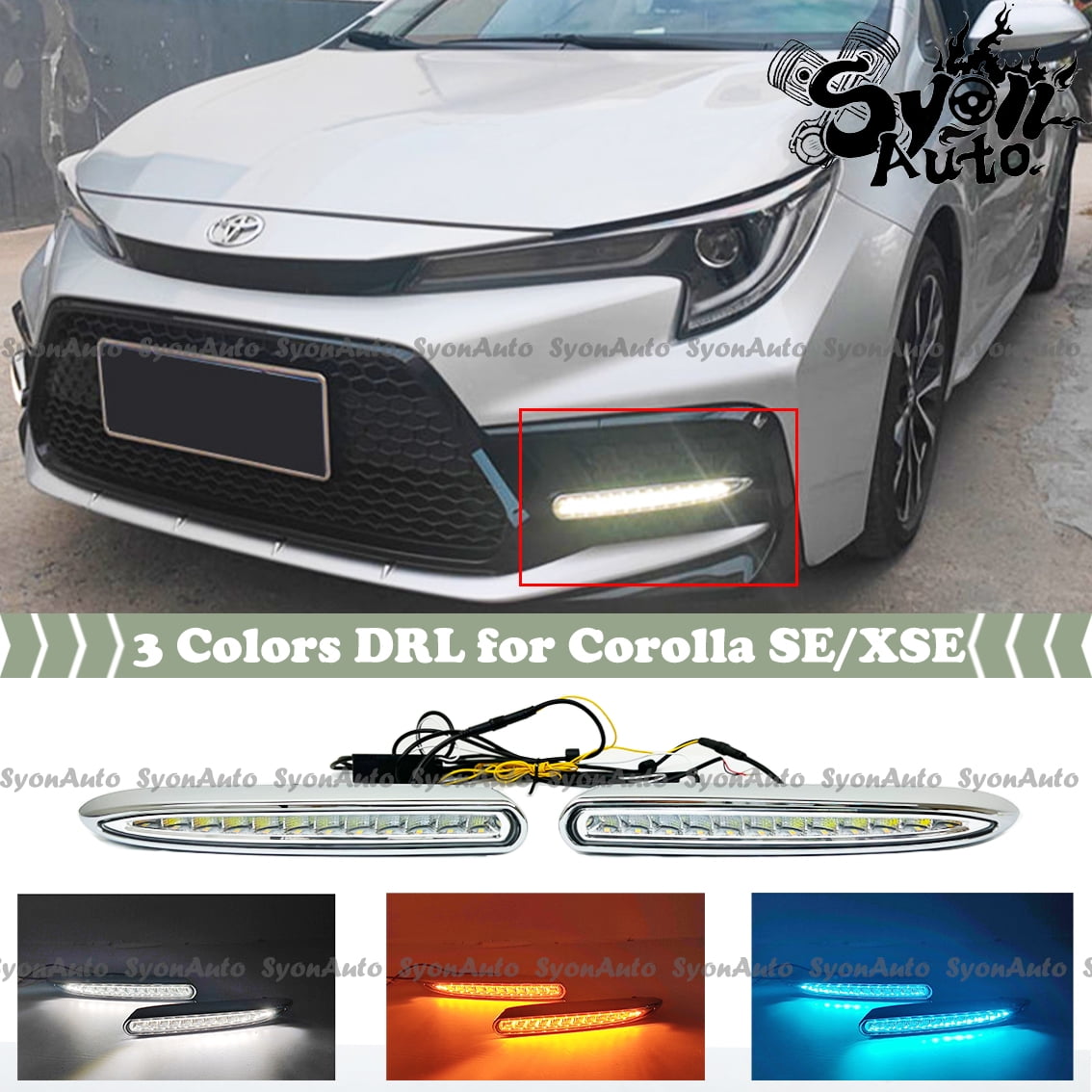 2020-2024 Toyota Corolla SE & XSE LED DRL Fog Lamp Kit in 3 Colors ...