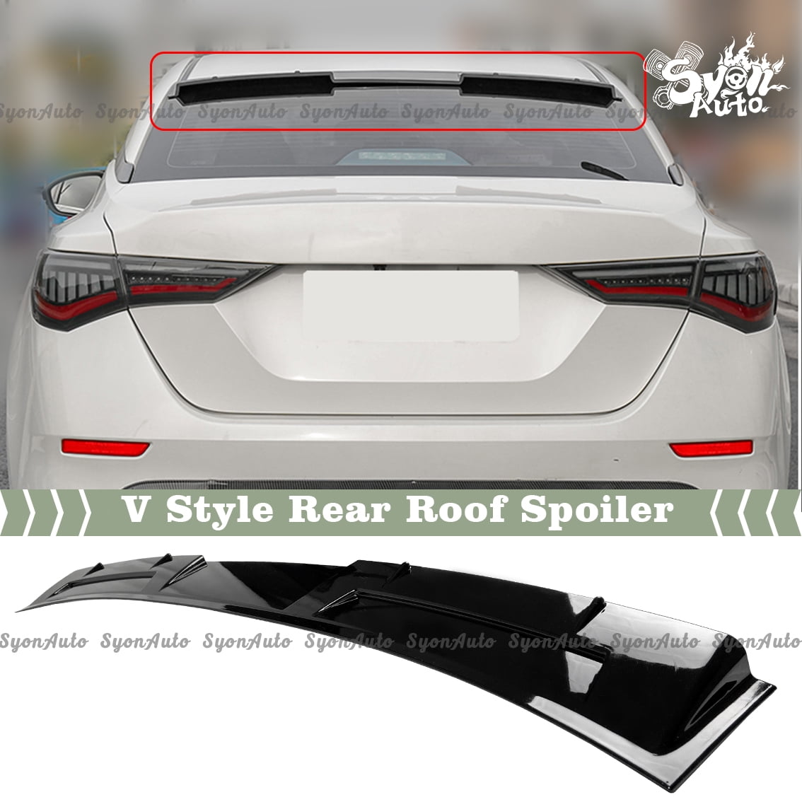 FITS 2020+ NISSAN SENTRA GLOSSY BLACK V STYLE ROOF SPOILER VISOR ...