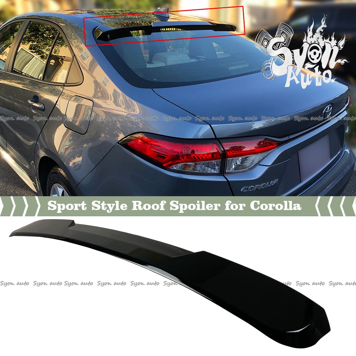 FITS 2020+ TOYOTA COROLLA SEDAN GLOSSY BLACK JDM SPORT STYLE ROOF ...