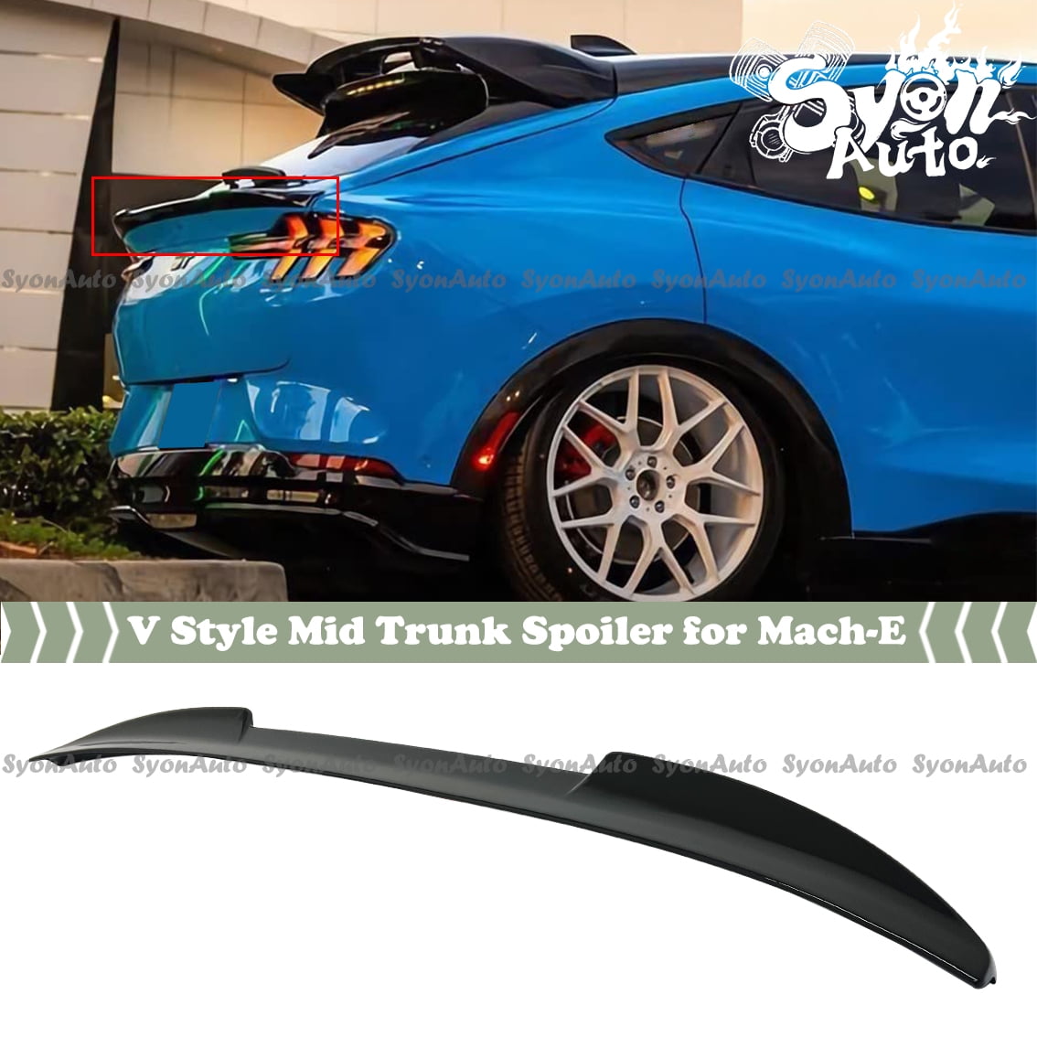 Ford Mustang Mach-E 2021-2023 V Style Gloss Black Rear Mid Trunk ...