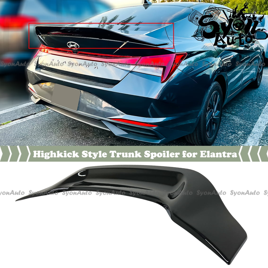 FITS 2021+ HYUNDAI ELANTRA GLOSSY BLACK HIGHKICK DUCKBILL REAR TRUNK ...