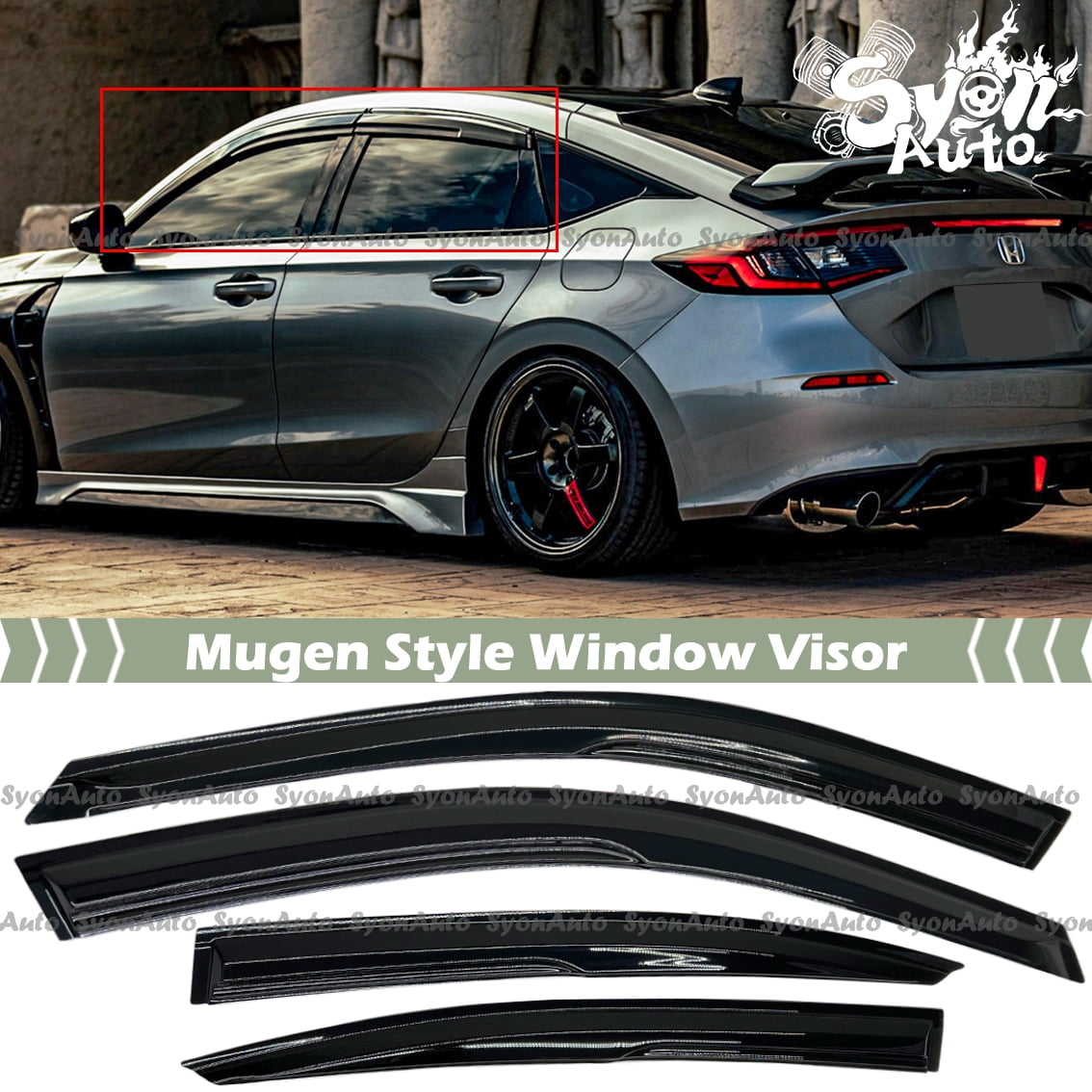 FITS 2022-2024 HONDA CIVIC HATCHBACK FL2 FL5 JDM MUGEN STYLE WINDOW ...