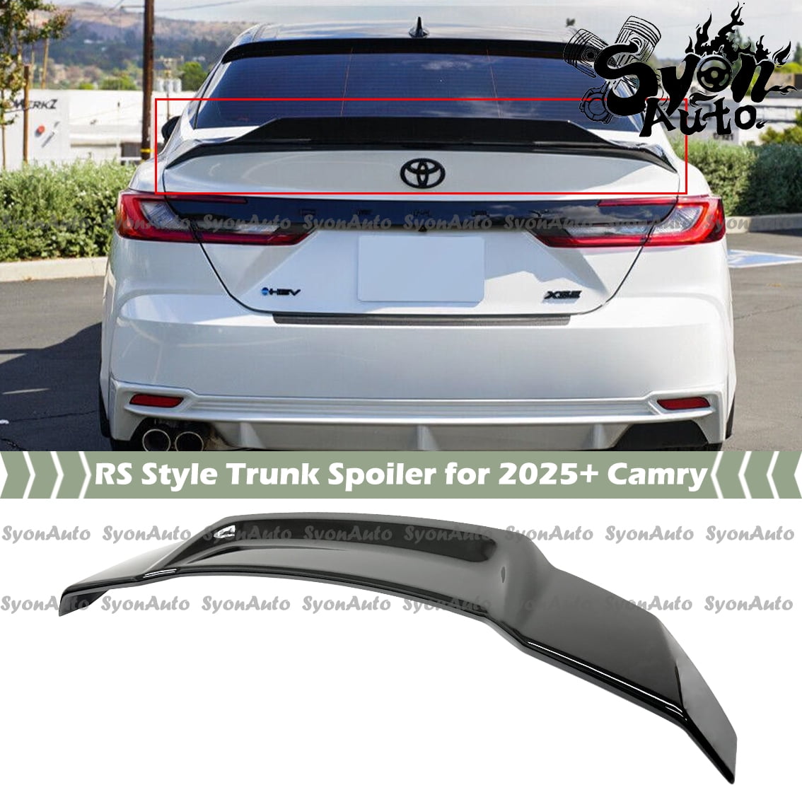 FITS 2025+ TOYOTA CAMRY GLOSSY BLACK RS STYLE HIGH KICK DUCKBILL REAR ...