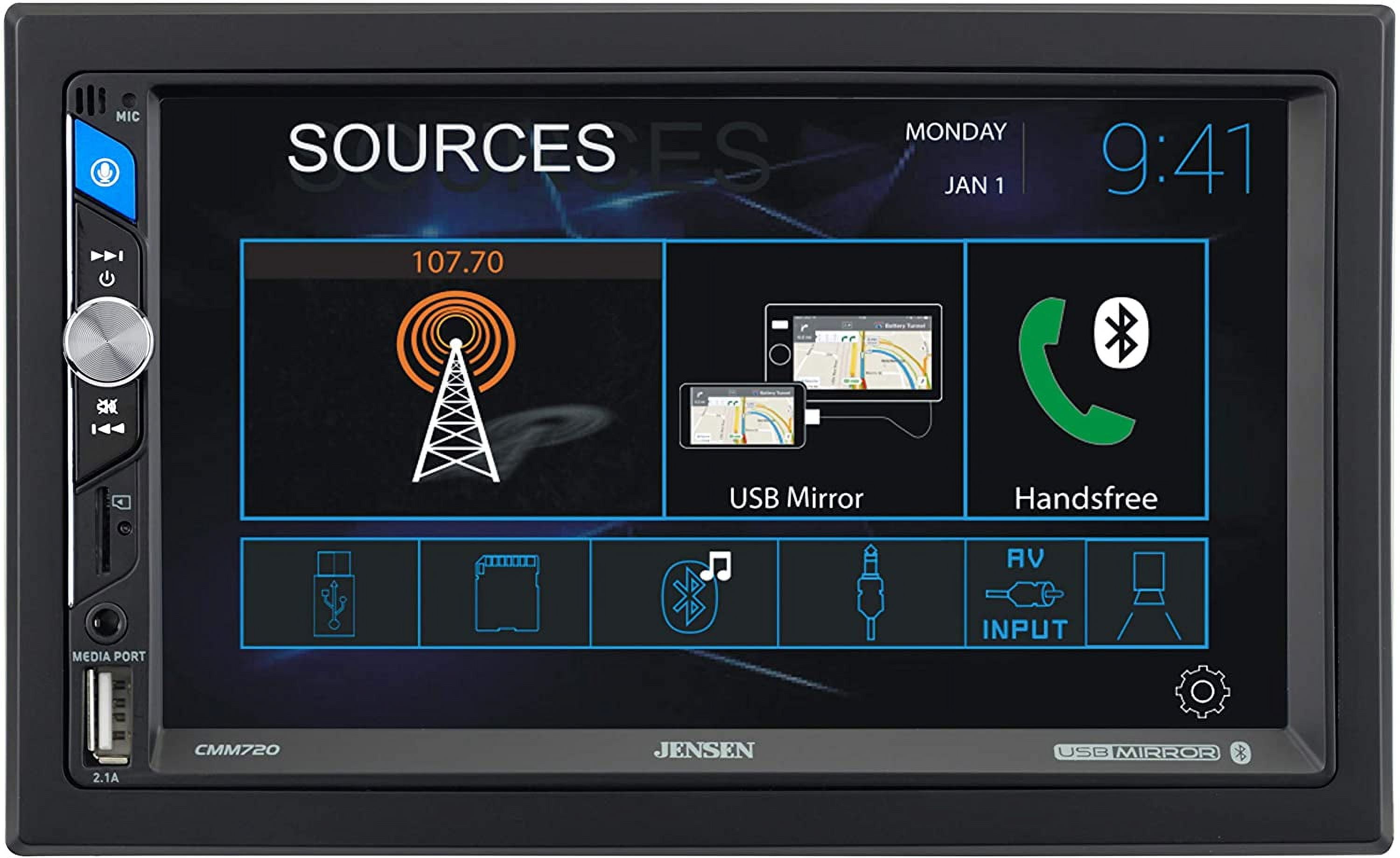 Jensen Double DIN AM/FM USB/Bluetooth Stereo Pkg for Dodge Ram 98-01 ...