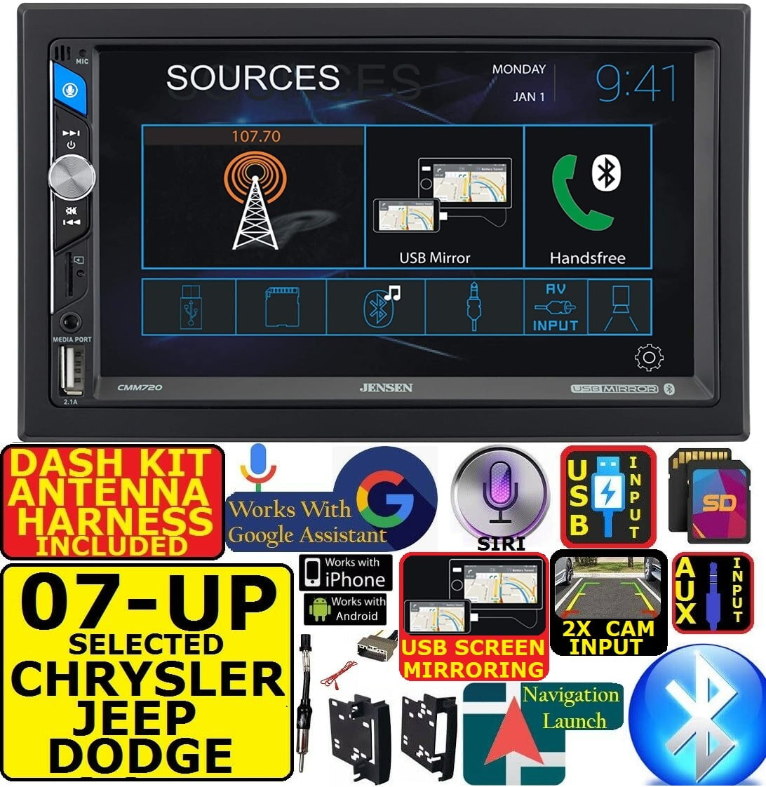 FITS CHRYSLER JEEP DODGE AM/FM USB/BLUETOOTH TOUCHSCREEN CAR RADIO ...