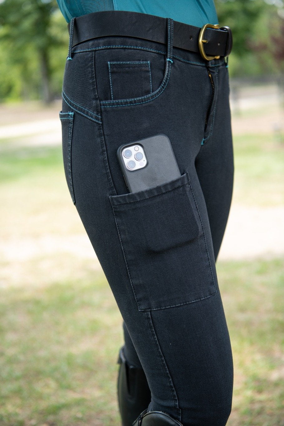 FITS Ladies Denim Full Seat Zip Front Breeches - Walmart.com