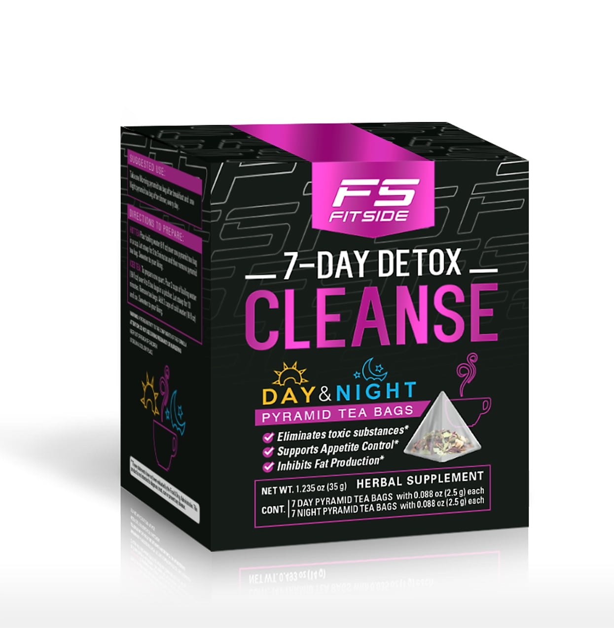 Fitside 7 - Day Detox Cleanse Day & Night Pyramid Tea Bags - Natural ...