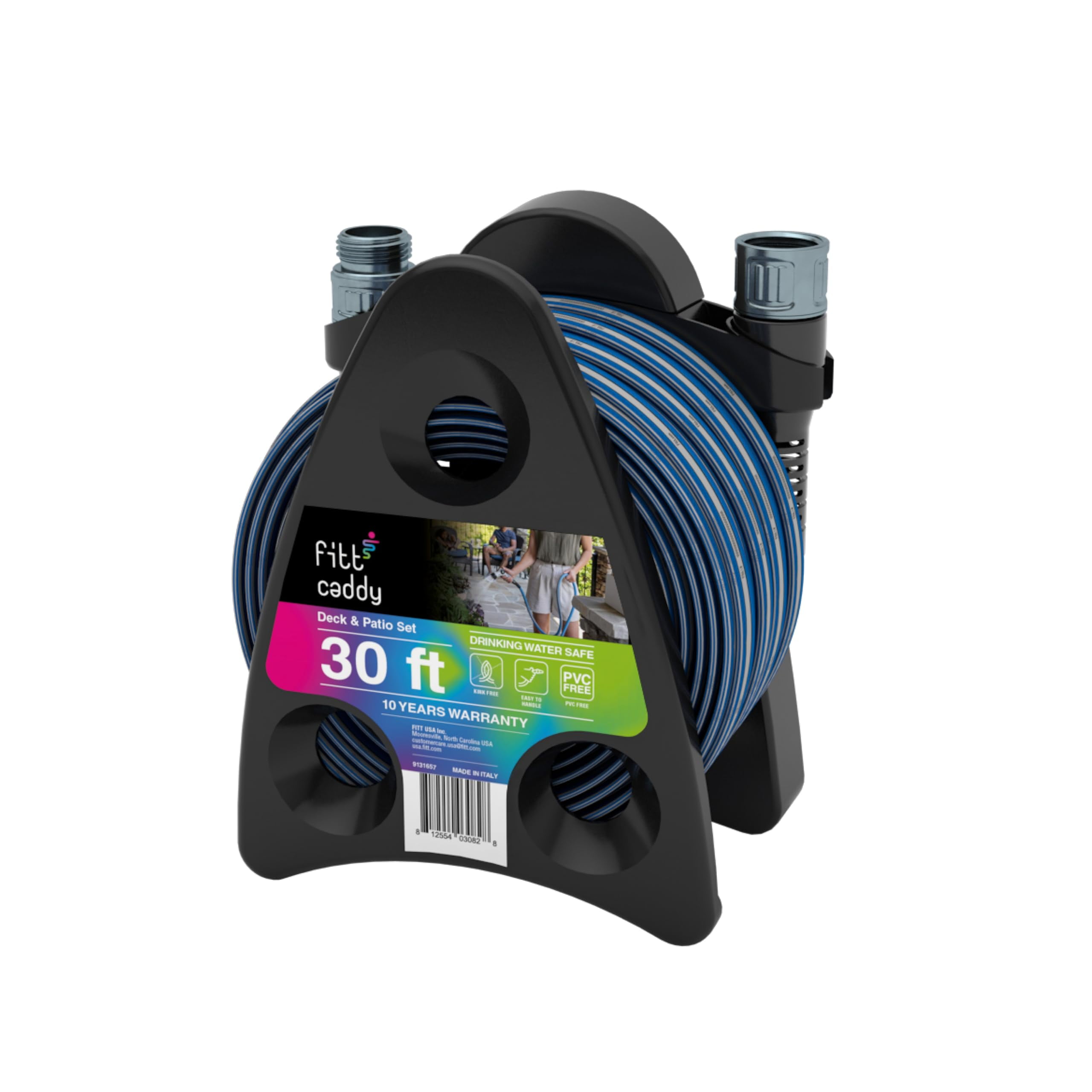 FITT HiFlo Water Hose 30ft with Caddy, Multipurpose Garden Hose with ...