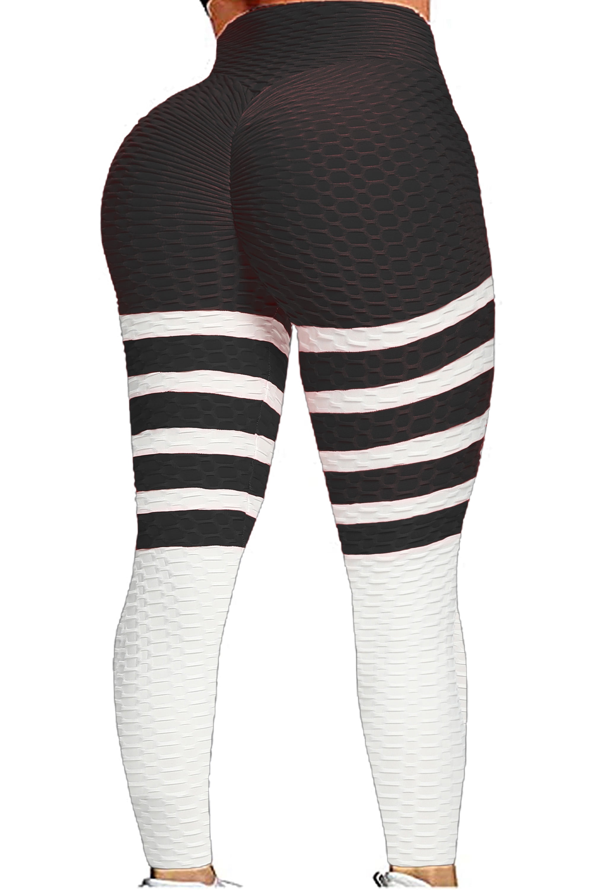 Fittoo Sexy Women Booty Yoga Pants High Waisted Honeycomb Capris Ruched