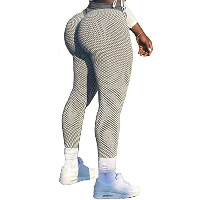 Fittoo Sexy Women Booty Yoga Pants High Waisted Honeycomb Ruched Butt