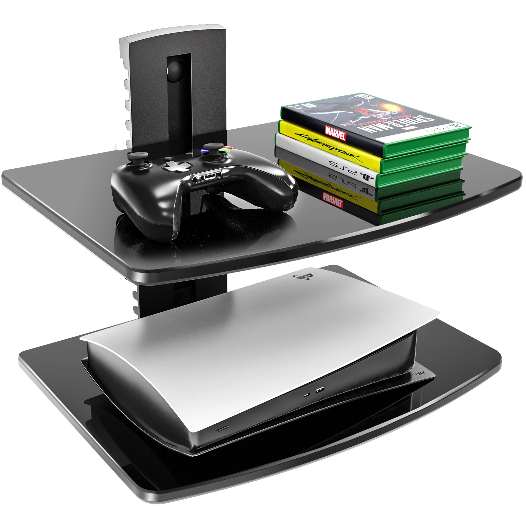 FITUEYES 2 Tiers Floating Shelves for Wall Under TV DVD Shelf Wall ...