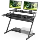 FITUEYES 39.4" Compact Computer Desk with 2-Monitor Shelf, Office ...