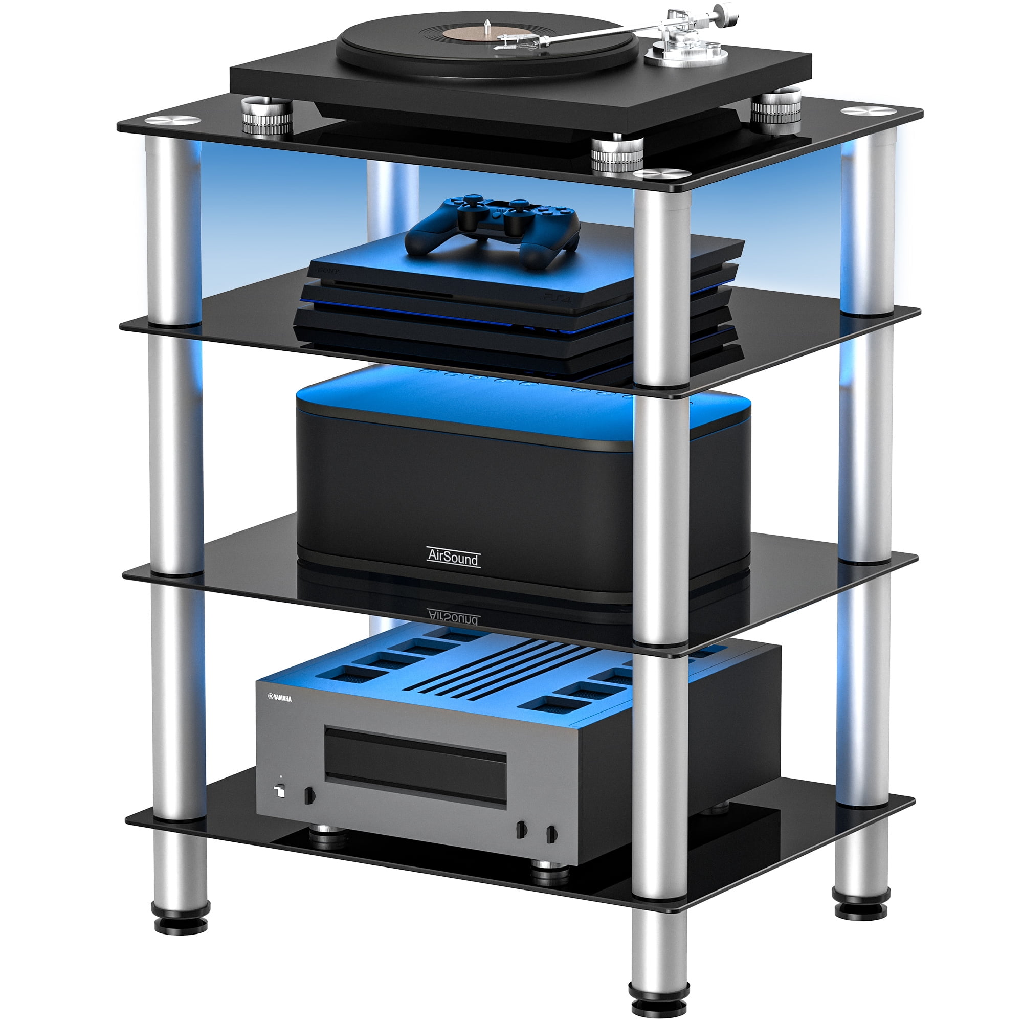 FITUEYES 4-Tier AV Media Stand Audio/Video Component Cabinet/Stereo ...