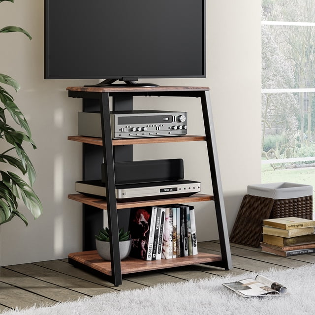 FITUEYES 4-Tier Wooden Gaming Center with Adjustable Shelves for TV ...