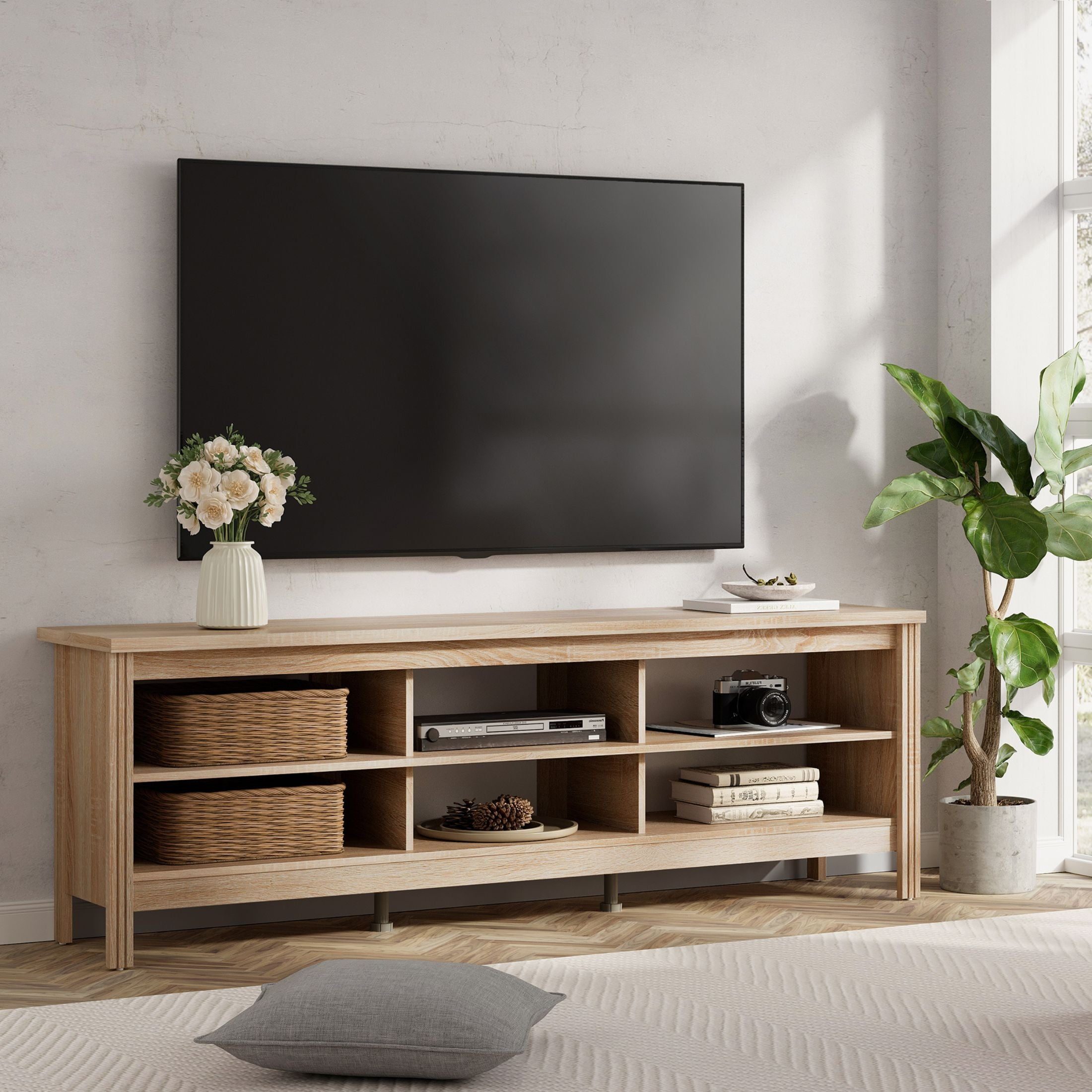 FITUEYES 70" TV Stands for TVs Up to 75 Inch, Entertainment Center TV ...